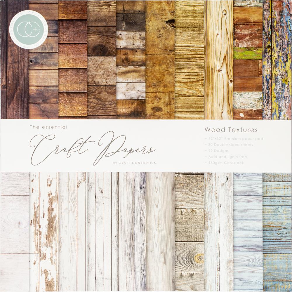 CRAFT CONSORTIUM CRAFT PAPER 12X12 WOOD TEXTURE - Scrapbook Super Station