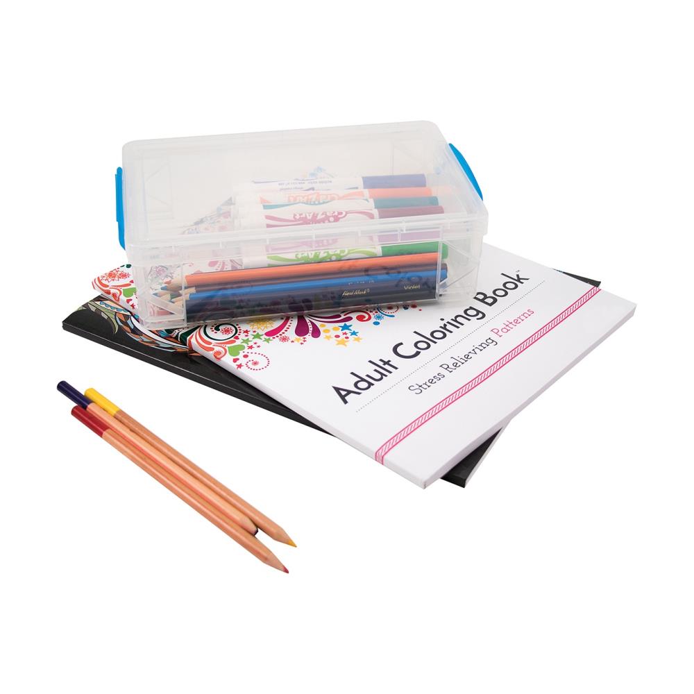 ADVANTUS SUPER STACKER LARGE PENCIL BOX 9″X5.5″X2.63″ Clear/Blue ...