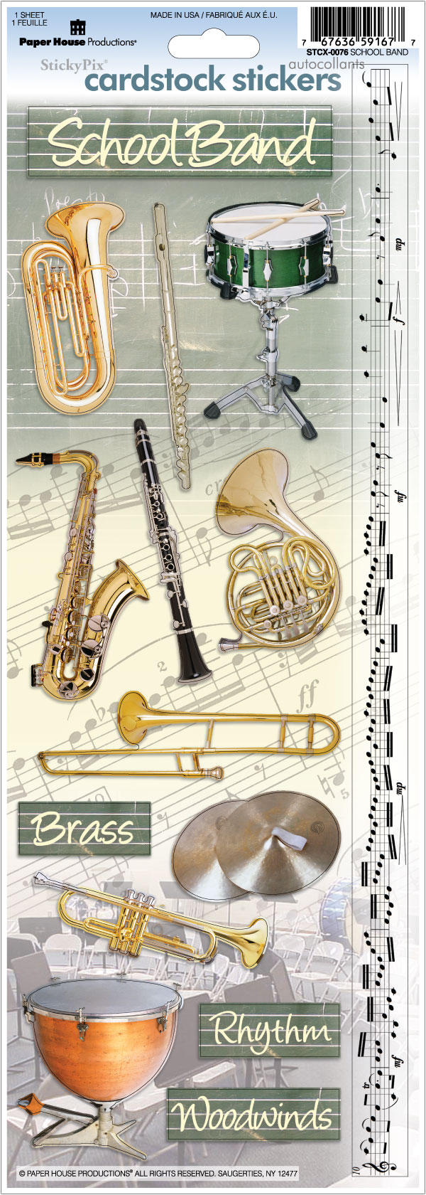 PAPER HOUSE CARSTOCK STICKER SCHOOL BAND - Scrapbook Super Station