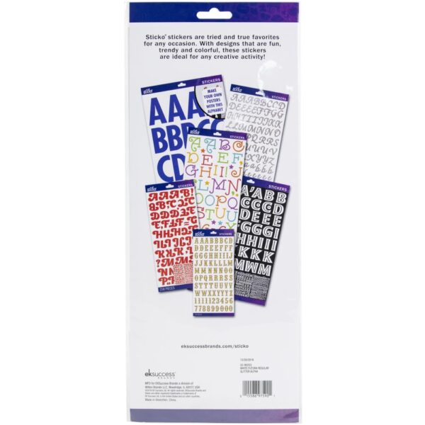 STICKO STICKER ALPHA WHITE FUTURA GLITTER - Scrapbook Super Station