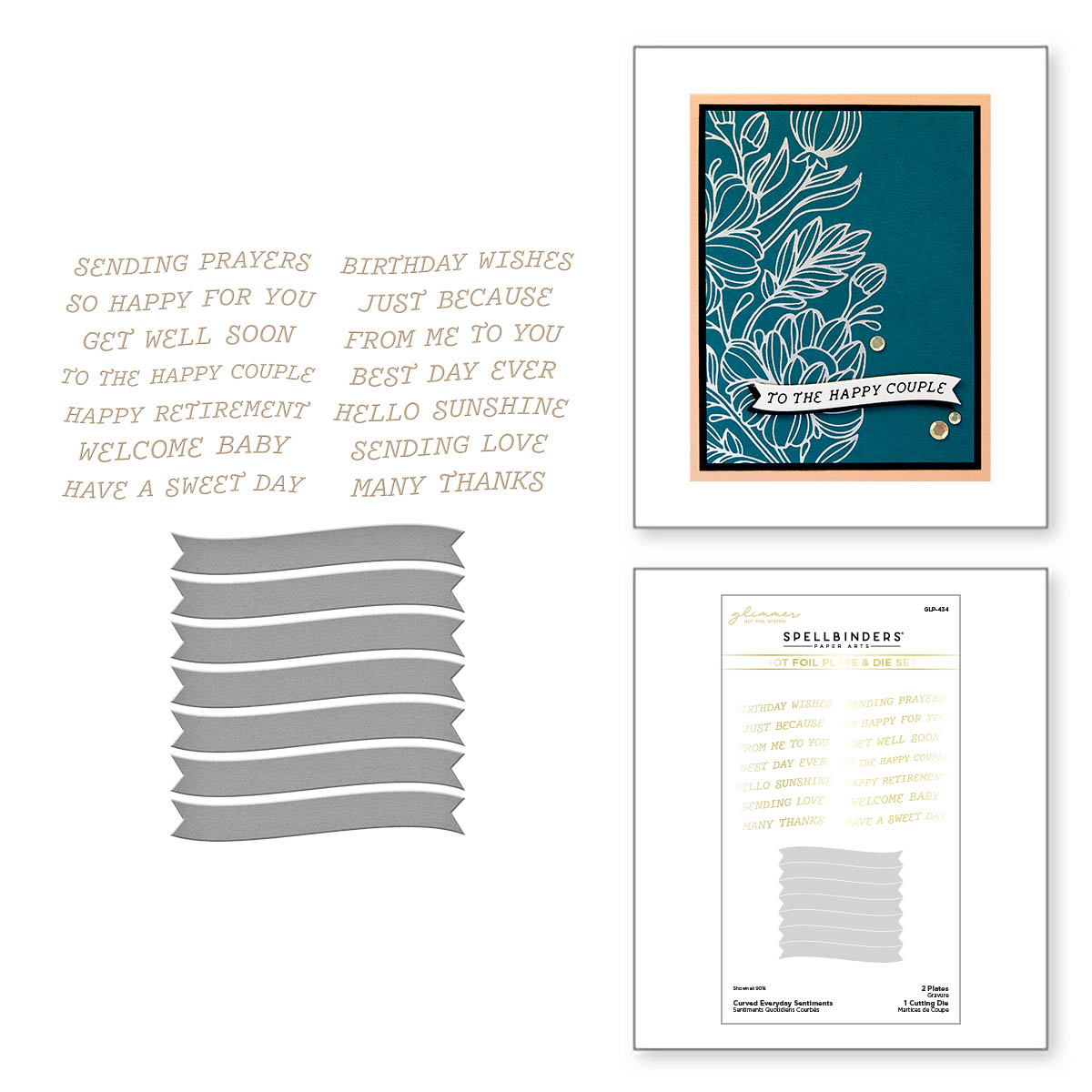SPELLBINDERS FOIL PLATE & DIE CURVED EVERYDAY SENTIMENTS - Scrapbook ...