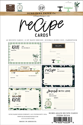 Echo Park Home Again Recipe Cards - Scrapbook Super Station