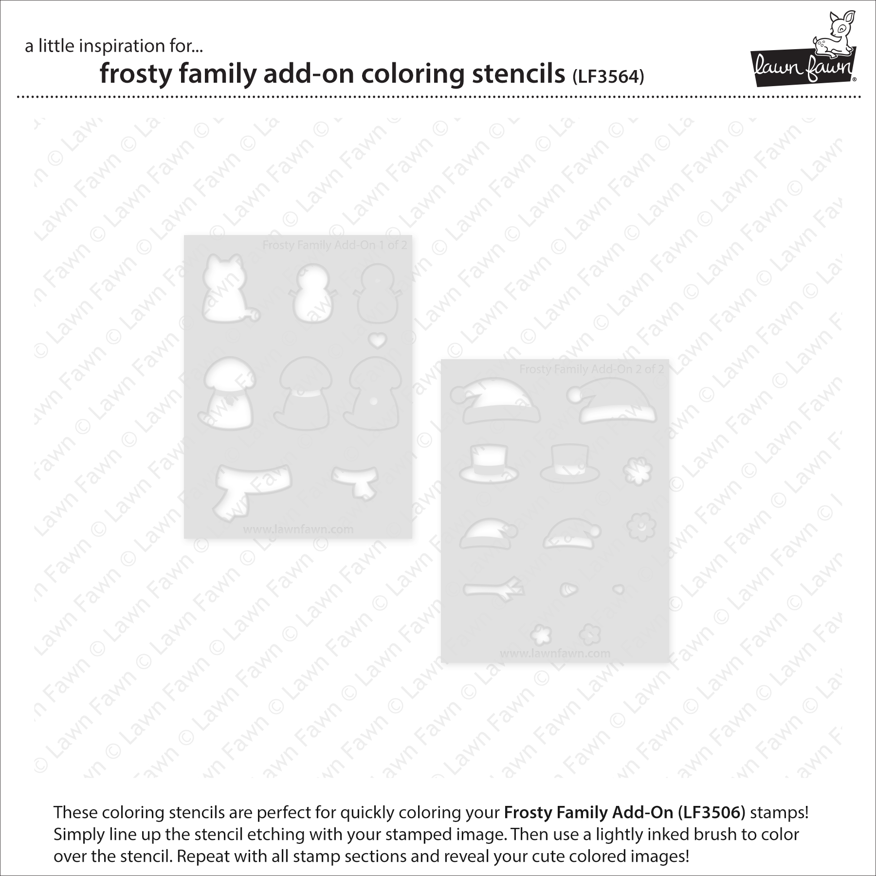 Lawn Fawn Stencil Frosty Family Add-on Coloring - Scrapbook Super Station