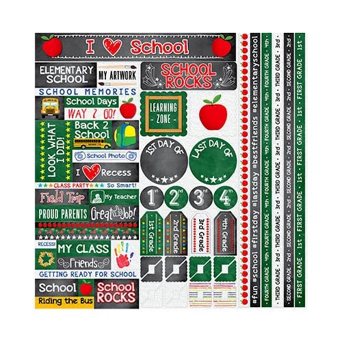 REMINISCE BEEN SCHOOLED 12X12 STICKER 1ST-4TH GRADES - Scrapbook Super ...