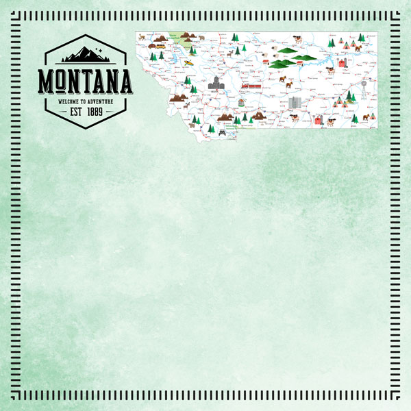 SCRAPBOOK CUSTOMS POSTAGE MAP 12X12 MONTANA - Scrapbook Super Station
