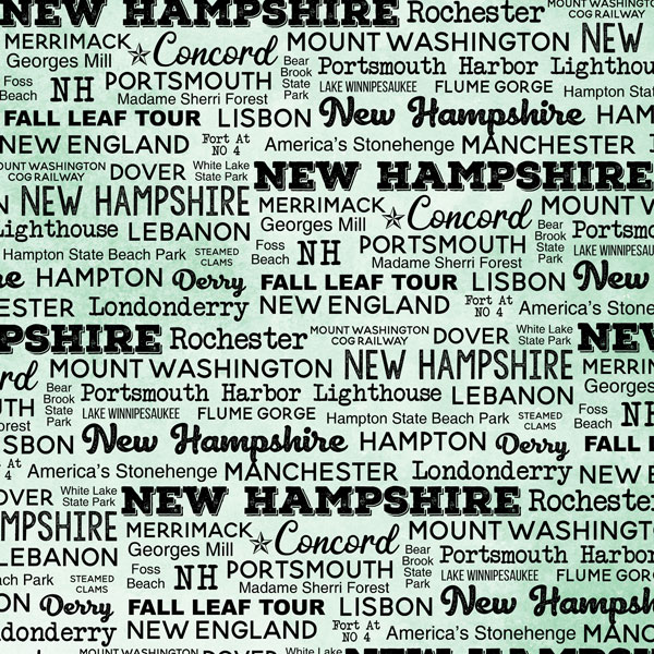 SCRAPBOOK CUSTOMS POSTAGE MAP 12X12 NEW HAMPSHIRE - Scrapbook Super Station