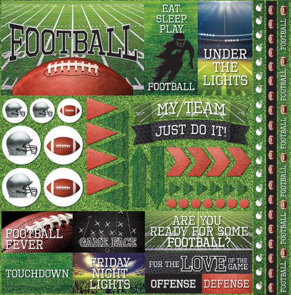 REMINISCE FOOTBALL 12X12 STICKER SHEET - Scrapbook Super Station