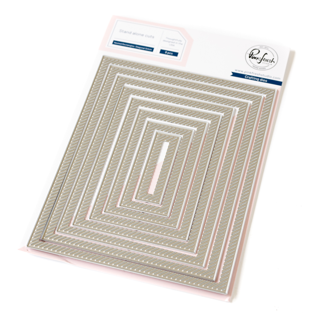 Pinkfresh Die Nested Rectangles Diagonal Stitch - Scrapbook Super Station