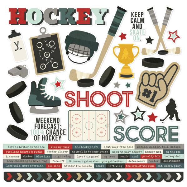 Simple Stories Hockey Cardstock Stickers - Scrapbook Super Station