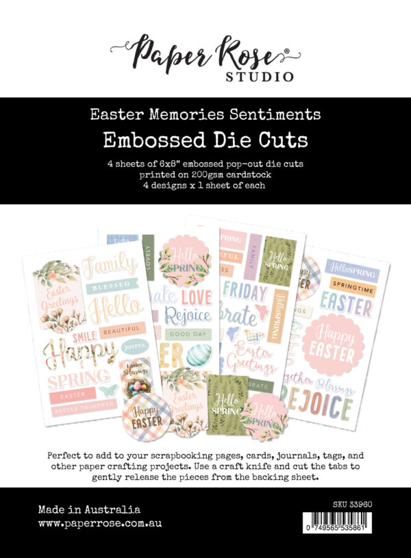 Paper Roses Easter Memories Sentiment Embossed Die Cuts - Scrapbook ...