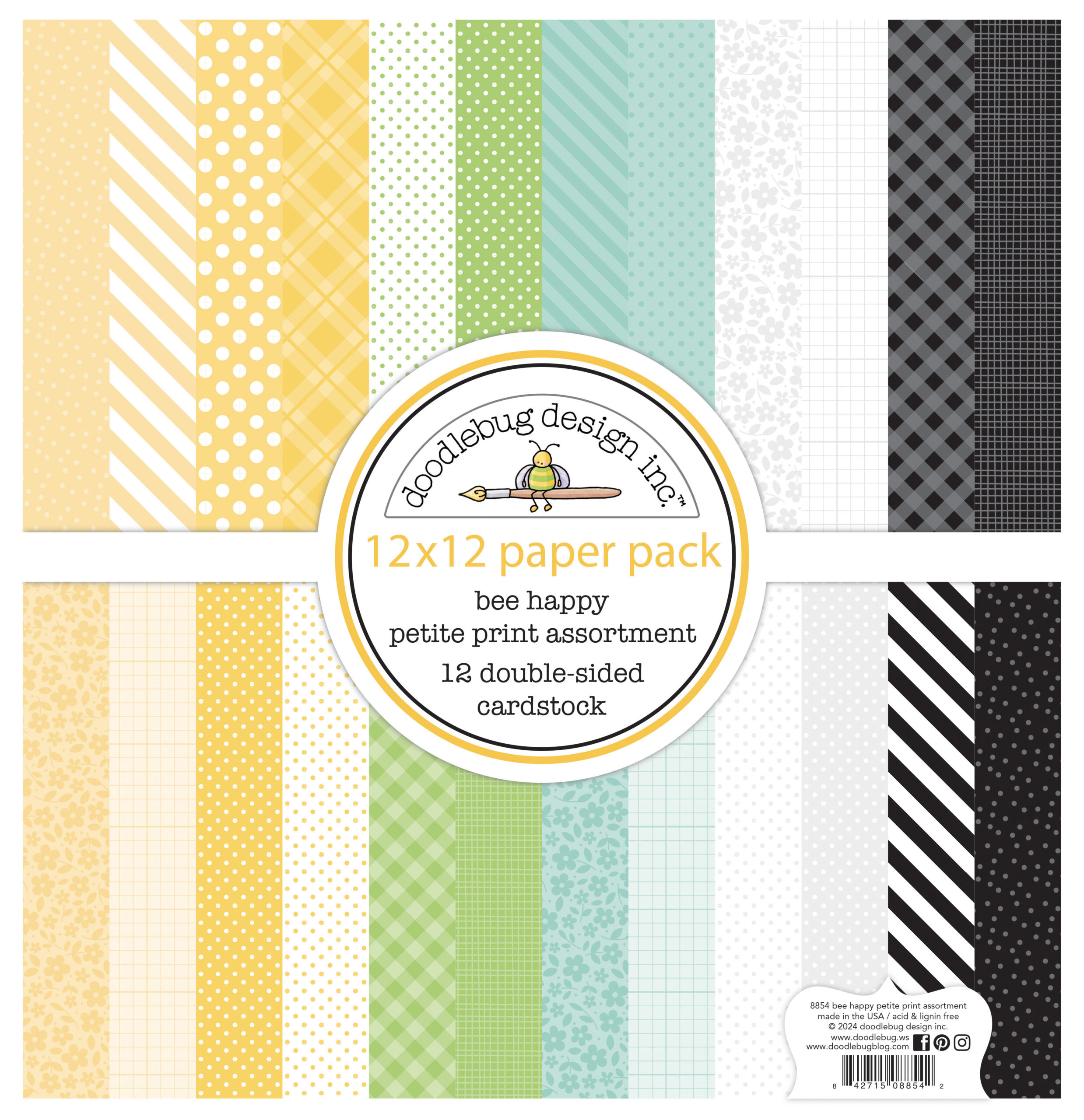 Doodlebug Bee Happy Petite Prints Assortment Pack - Scrapbook Super Station