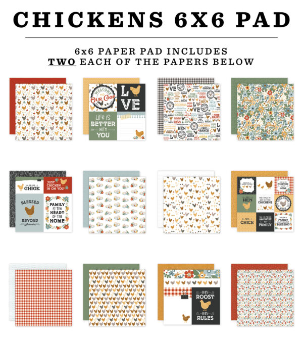 Echo Park Chickens 6X6 Paper Pad - Scrapbook Super Station