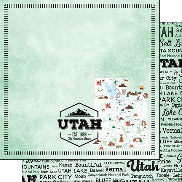 SCRAPBOOK CUSTOMS POSTAGE MAP 12X12 UTAH - Scrapbook Super Station