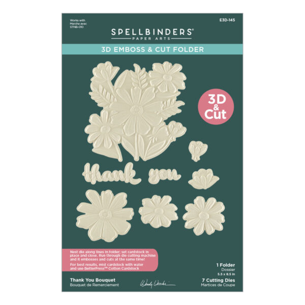 Spellbinders Thank You Bouquet 3D Emboss & Cut Folder From the Tabbed ...