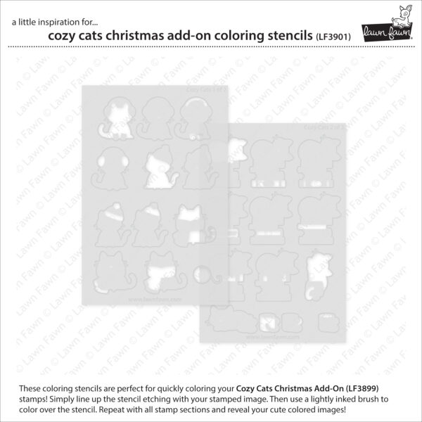 Lawn Fawn Stencil Cozy Cats Christmas Add-on - Scrapbook Super Station