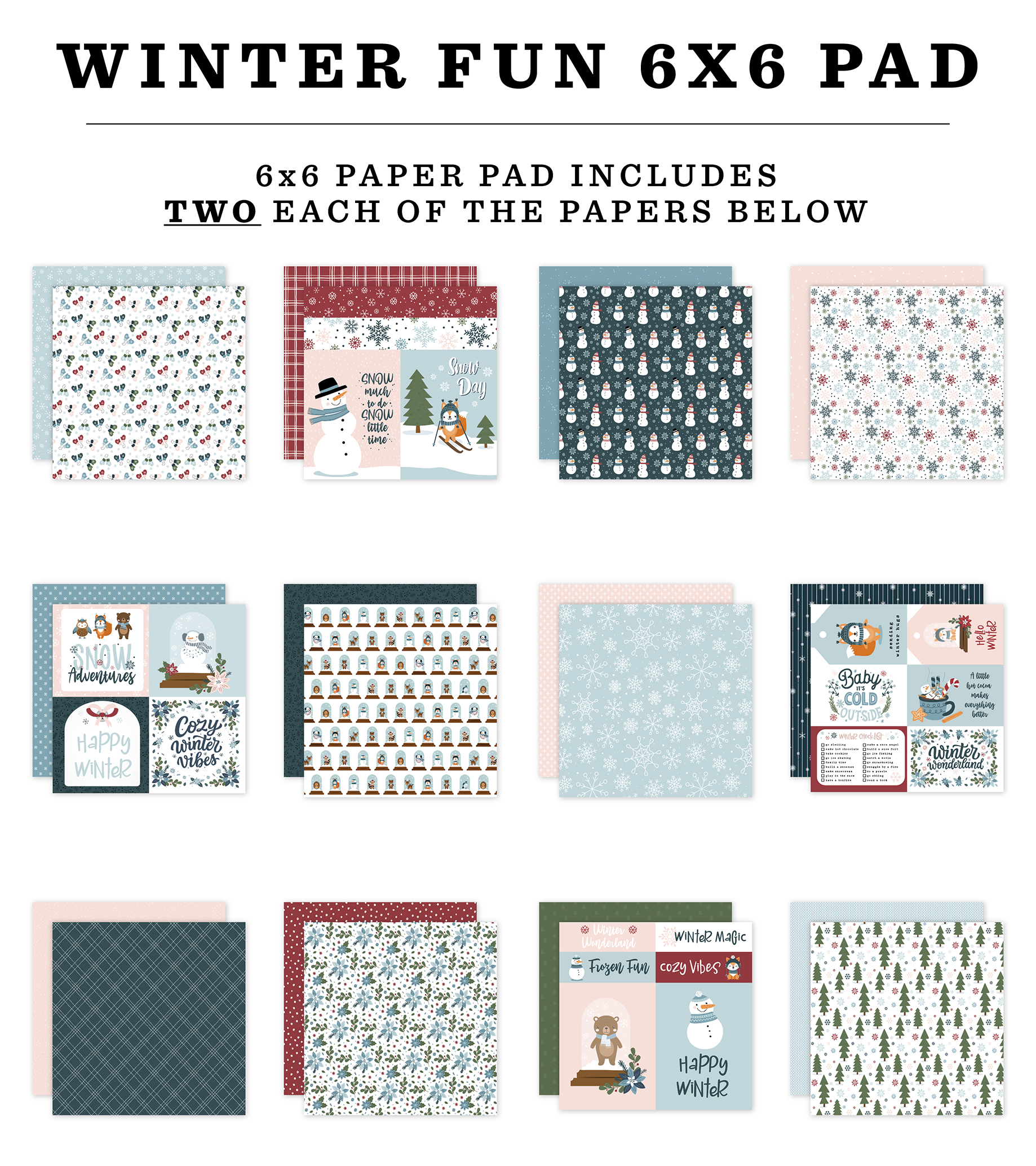 Echo Park Winter Fun 6X6 Paper Pad - Scrapbook Super Station