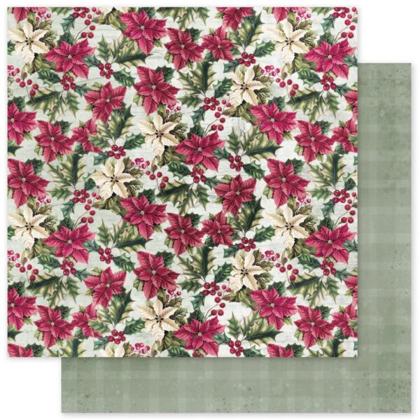 Paper Roses Christmas Holly F 12X12 Paper - Scrapbook Super Station