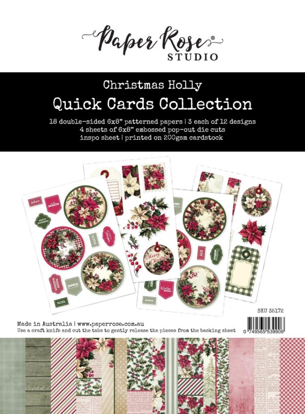 Paper Roses Christmas Holly Quick Card Collection - Scrapbook Super Station