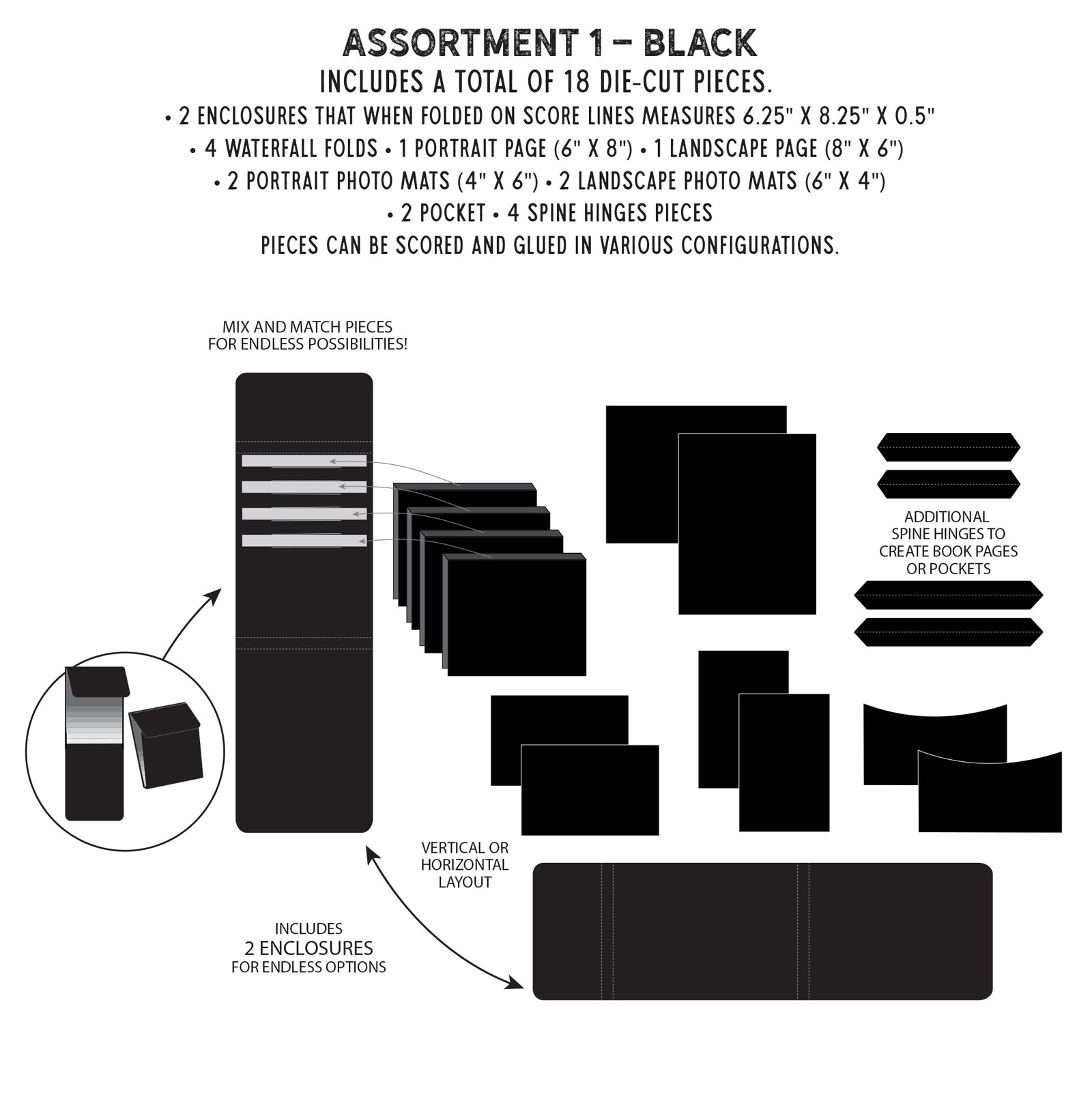 49 & MARKET CREATE AN ALBUM INSERTS 1 BLACK ASSORTMENT - Scrapbook ...